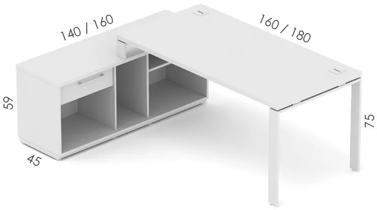 NABYTEK-DESIGNOVY.CZ - DEBZ5ULP - Kancelářská sestava EPIC Z5 U pro jednu osobu, dub/černá