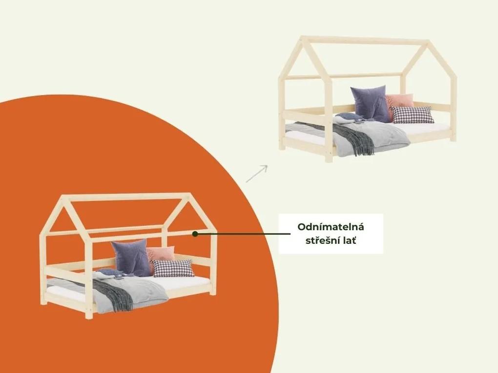 Benlemi Domečková postel TERY s bočnicí 120x200 cm + matrace METROPOLIS Zvolte barvu: Šalvějová zelená, Zvolte zábranu: Se dvěma zábranami