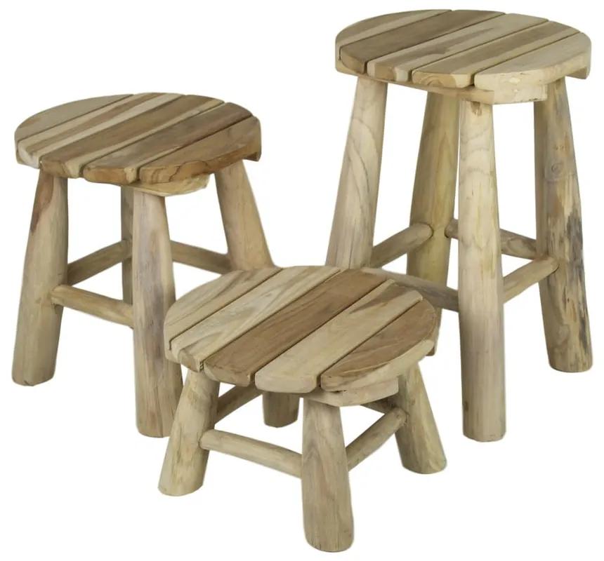 Sada 3 stoliček z teakového dřeva HSM collection