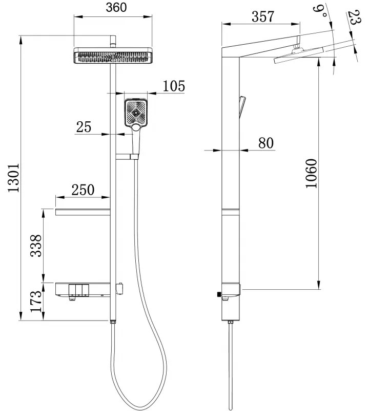 Mexen Roar, sprchová sada s ruční a dešťovou hlavicí, bílá, 78105-20