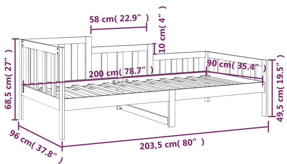 Válenda šedá 90 x 200 cm masivní borové dřevo,  820728