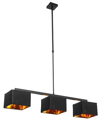 Moderní závěsná lampa černá se zlatem 88 cm 3-světlo - VT 3