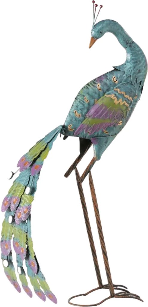 Zahradní kovová figurka Peafowl, 78 cm, modrá