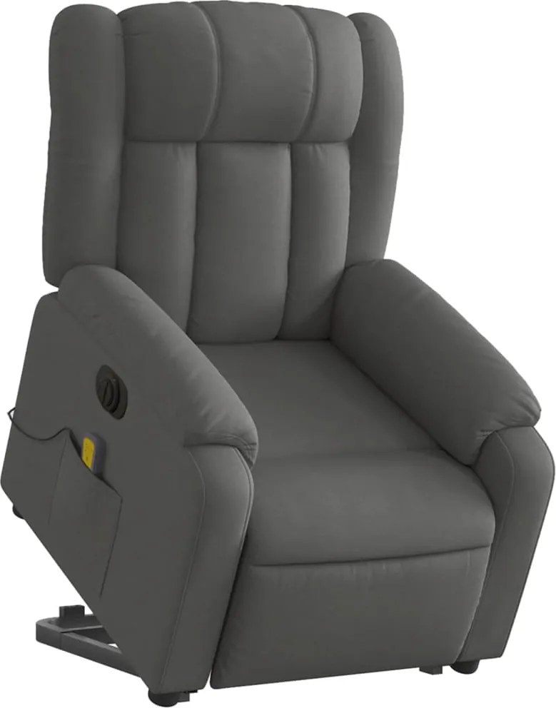 Elektrické zvedací masážní polohovací křeslo tmavě šedé textil 3205353