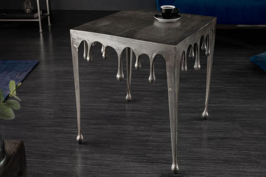 Noble Home Stříbrný hliníkový odkládací stolek Lussig L, 50 cm