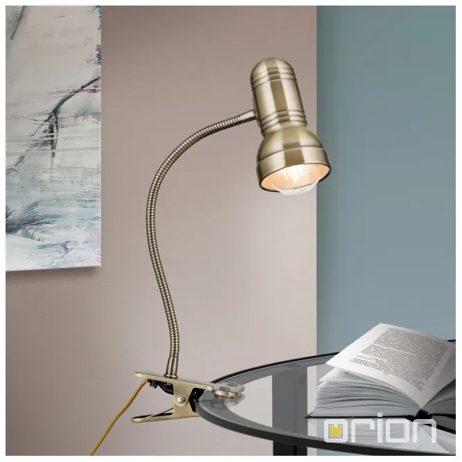 Orion Str10-319-P Stolní lampa s klipem WILHELM patina Biano.cz