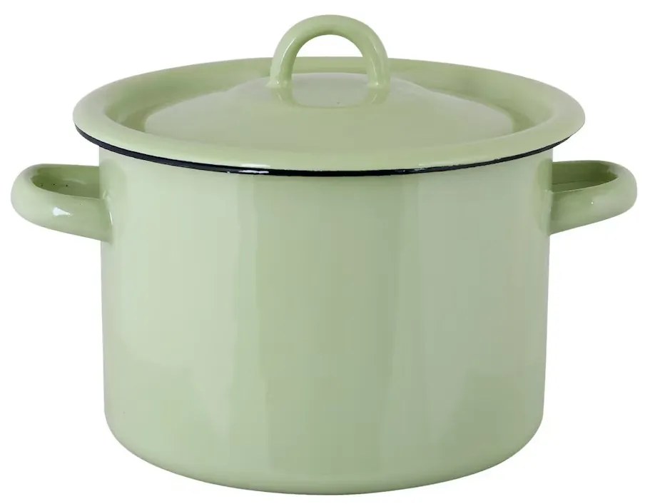 Zelený smaltovaný hrnec s víkem Emil´s Enamel Green - Ø 18*17cm / 3L