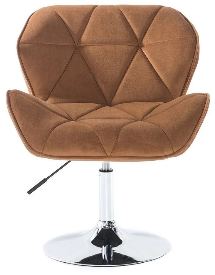 LuxuryForm DESIGN Otočná židle MILANO VELUR na stříbrném talíři - medová