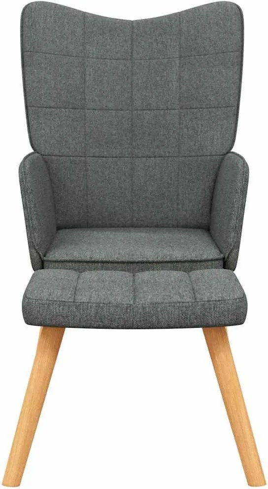 Relaxační křeslo se stoličkou tmavě šedé textil 327931