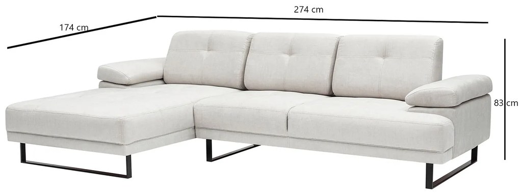 Designová rohová sedačka Vatusia 274 cm béžová - levá