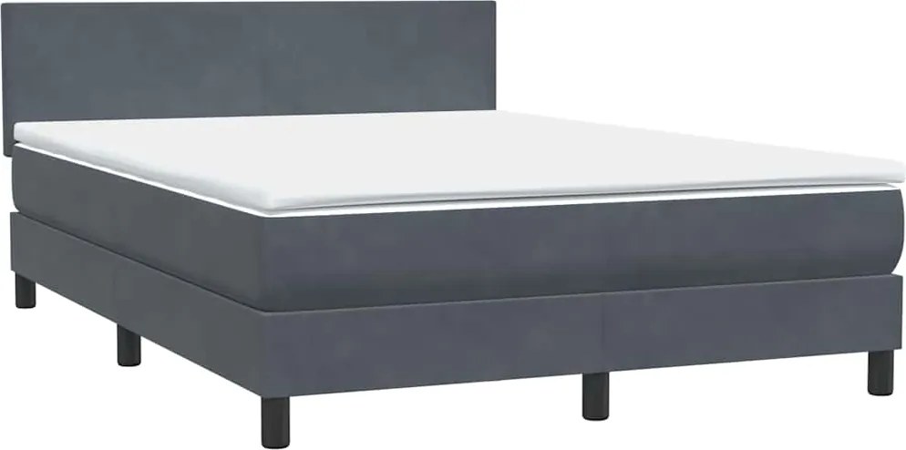 Box spring postel s matrací a LED tmavě šedá 160x210 cm samet 3316696