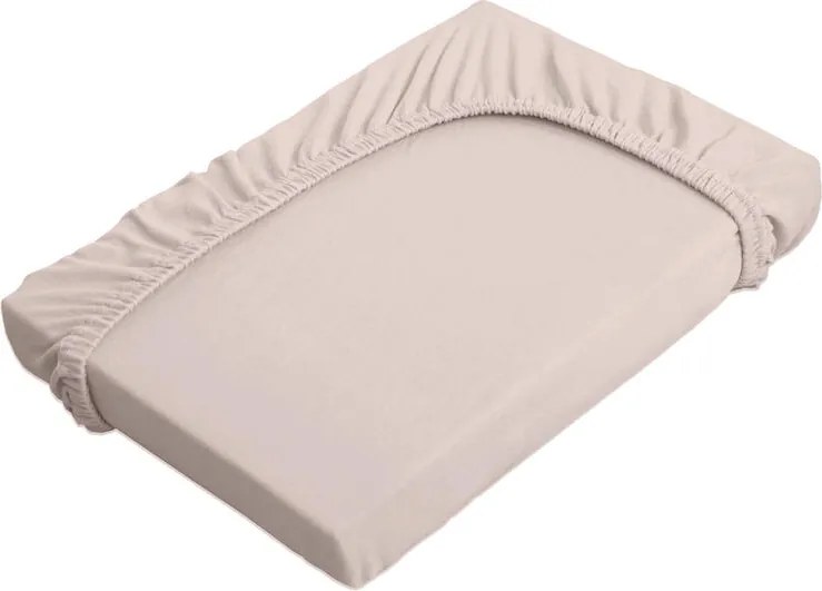 SCANquilt napínací prostěradlo JERSEY ELASTIC LYCRA béžovošedá výška matrace do 30 cm 90 x 200 cm