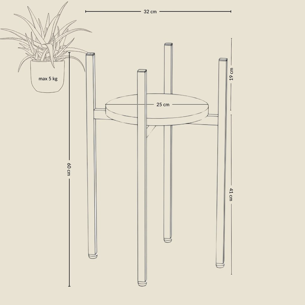 Vysoký stojan na květiny LUM, Ø 32 x 60 cm