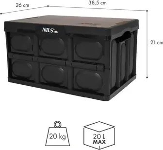 NILS Camp NCB4005 / Skládací přepravka s dřevěným víkem 2v1 / 20L