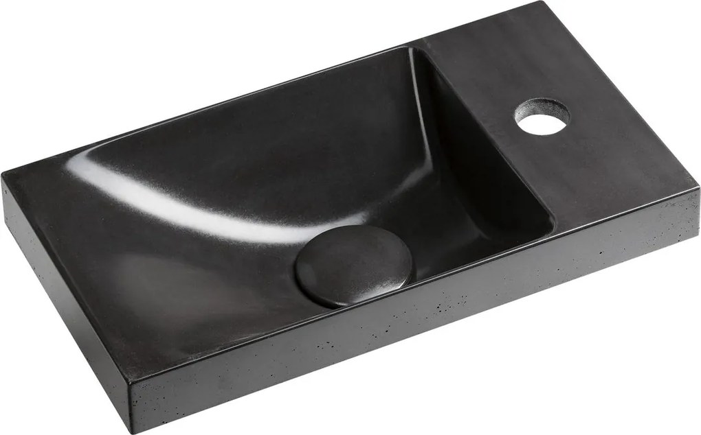Sapho Agos umývátko 40 x 22 cm s otvorem pro baterii bez přepadu levé/pravé betonové antracit lesk AS40016