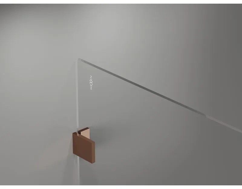 Mexen Lunar sprchová stěna pravá 110 x 200 cm, 8mm čiré sklo, růžové zlato, 830-110-000-60-00-P