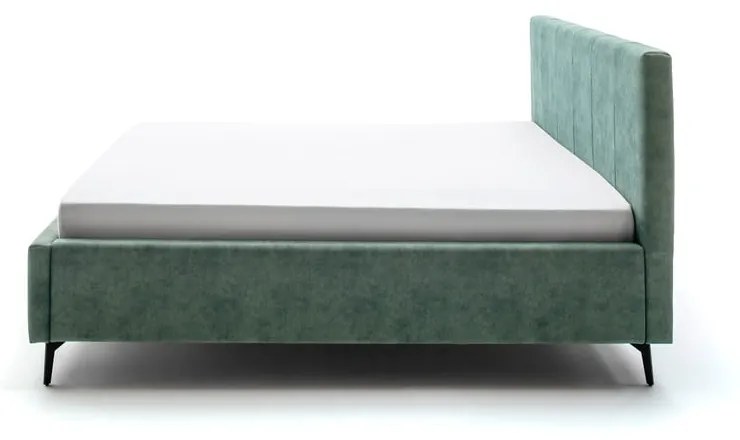 Zelená čalouněná dvoulůžková postel s úložným prostorem s roštem 160x200 cm Lizzano – Meise Möbel
