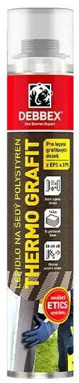 Lepidlo na šedý polystyren DEBBEX THERMO GRAFIT pistolové 750ml
