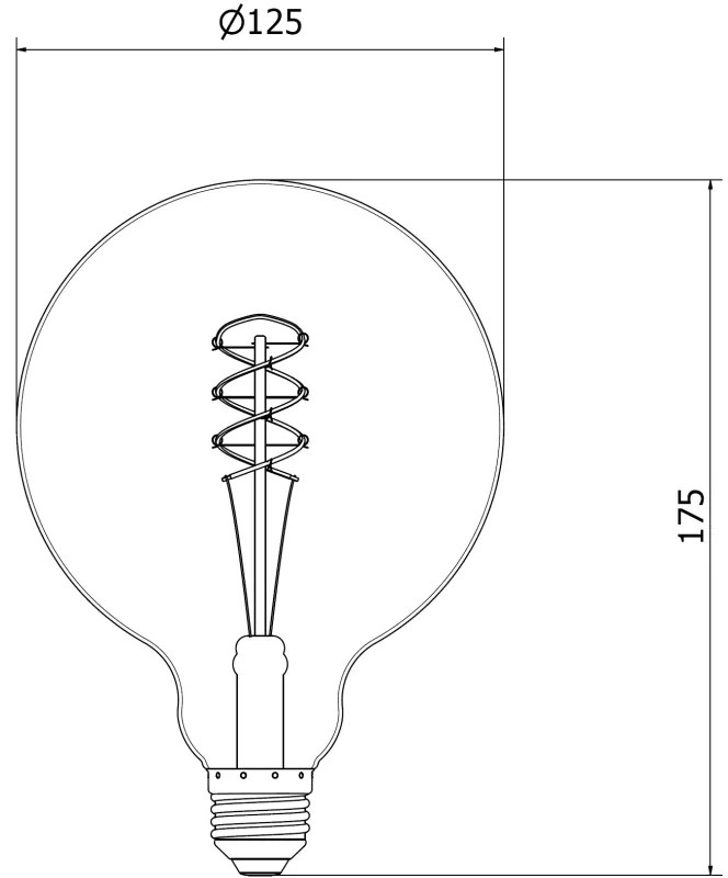 Mexen Vintis, LED žárovka spirála E27, G125, 6W, Teplá - 2200K, 350 lm, kouřová - L168-E27-0622-70
