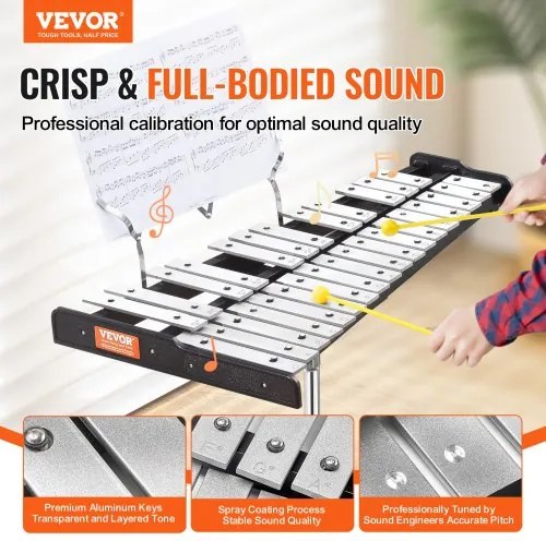 30 Note Glockenspiel xylofonový zvonek s paličkami, stojanem a cvičnou podložkou
