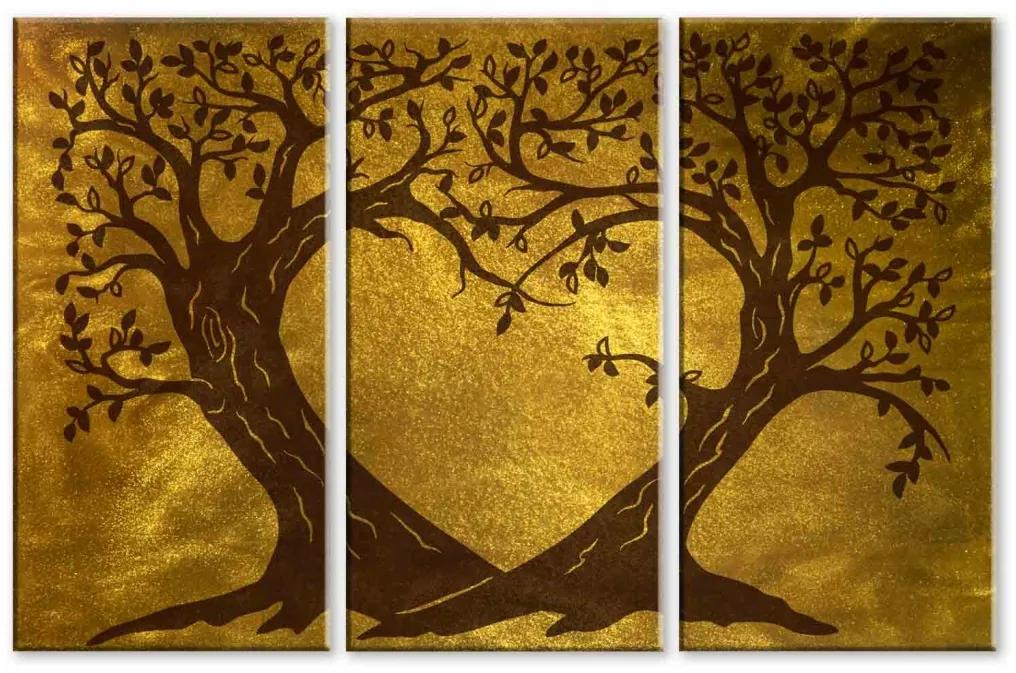Malvis ® Obraz Zlaté srdcové stromy Velikost (šířka x výška): 90x60 cm
