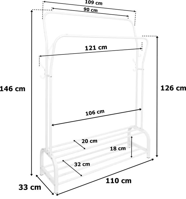 Věšákový stojan LARY bílý
