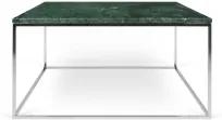 TH Konferenční stolek GLAIMES MRAMOR 75 cm (Zelený mramor, chrom. nohy)