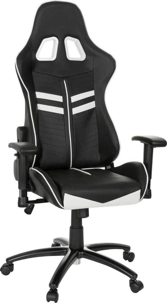 XXXLutz HERNÍ ŽIDLE, vzhled kůže, černá, bílá MID.YOU - Online Only kancelářské židle - 001918019301