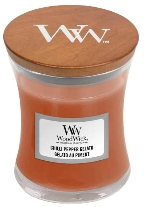 WoodWick Vonná svíčka WoodWick - Chilli Pepper Gelato 85 g, oranžová barva, sklo, dřevo, vosk