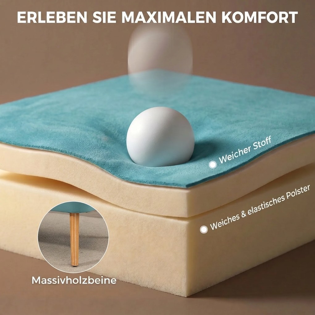 HOMCOM dvoumístná pohovka se sametovým vzhledem — moderní čalouněná pohovka do obývacího pokoje a menších prostor, 117 x 56,5 x 77 cm, zelená