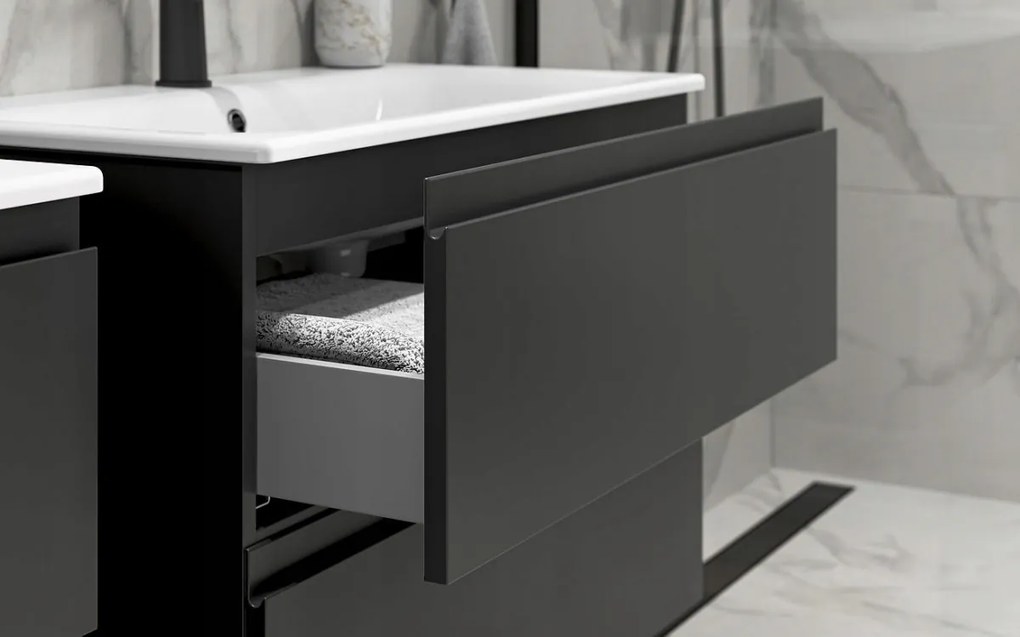 Cersanit Moduo Slim SET, závěsná skříňka 80x38x62 cm + umyvadlo 80cm, antracitová matná, S801-476