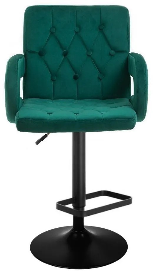 LuxuryForm DESIGN Barová židle BOSTON VELUR na černé kulaté podstavě - zelená