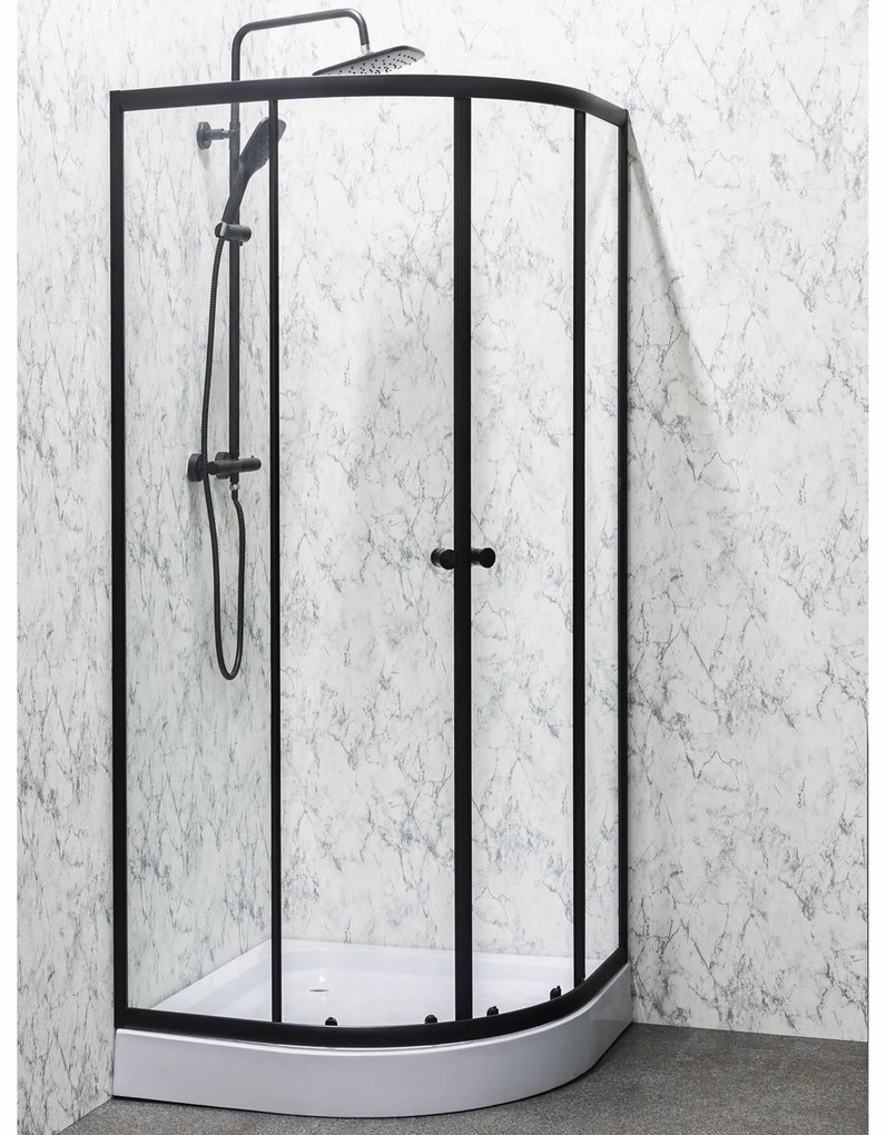 Aplomo Leo Black čtvrtkruhový sprchový kout s vaničkou Rozměr koutu: 90x90cm
