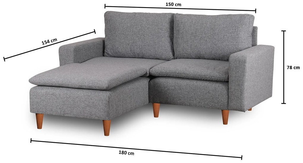 Hanah Home Rohová pohovka LUNGO MINI světle šedá