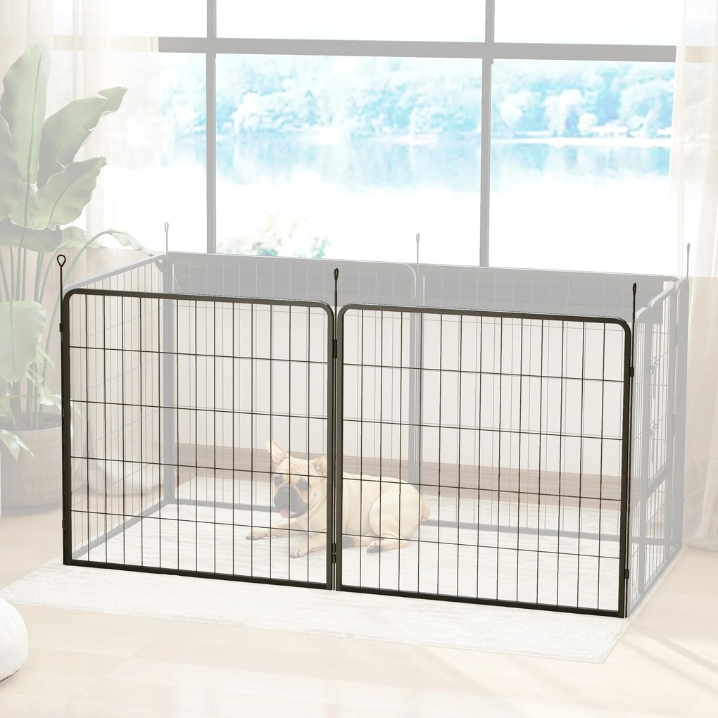 PawHut 2dílné rozšíření 2 panelů plotu pro psy pro hrací arénu, 80 x 80 cm ocelový plot pro štěňata, pro malé a střední psy