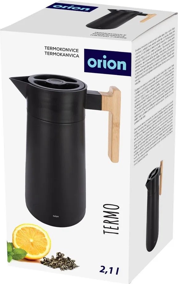 Černá vakuová termoska z nerezové oceli 2,1 l Termo – Orion