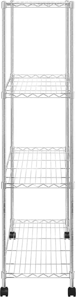 4patrový úložný regál na kolečkách 90x35x142 cm chrom 200 kg 324627