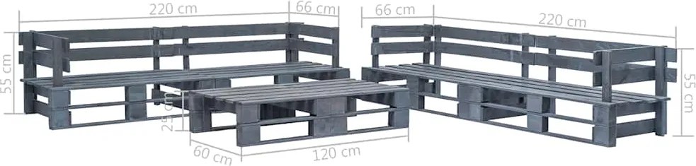 6dílná zahradní sedací souprava z palet dřevo šedá 276322