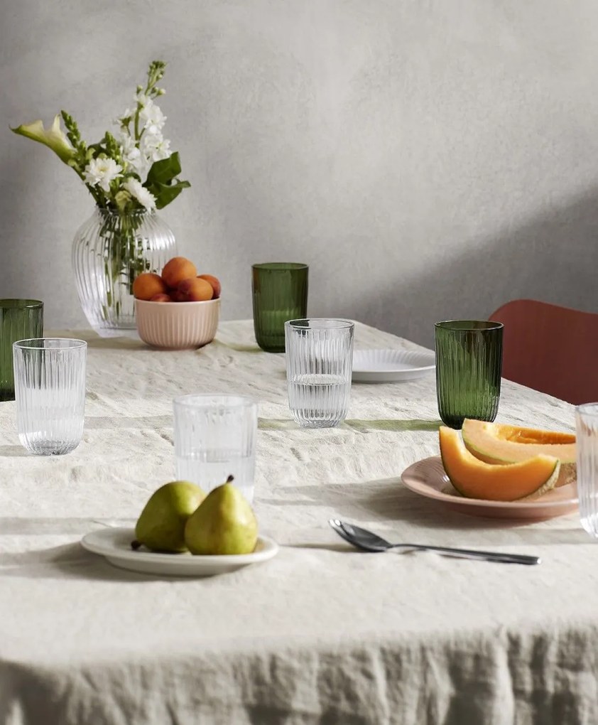 KÄHLER Sklenice na vodu Hammershøi Green 370 ml – set 4 ks, zelená barva, sklo