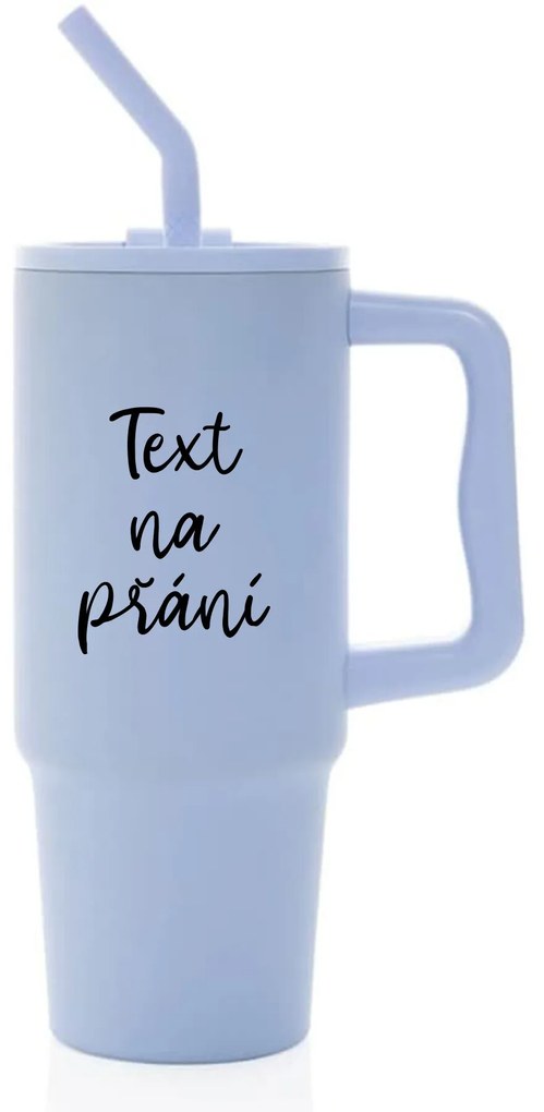 TEXT NA PŘÁNÍ - světle modrý cestovní termohrnek 900 ml