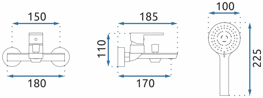 REA Flip, vanová baterie se sprchovou ruční sadou, černá, REA-B2003