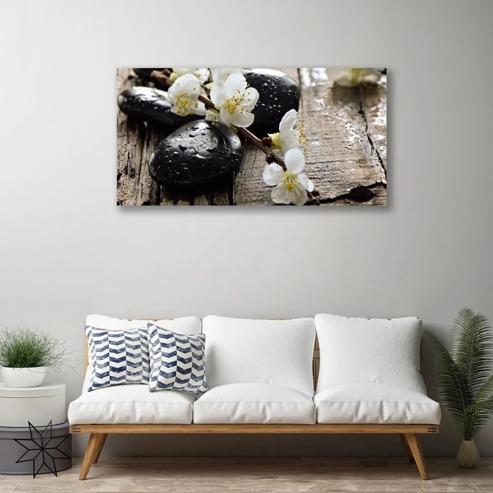 Obraz na plátně Květiny Kameny Zen 100x50 cm