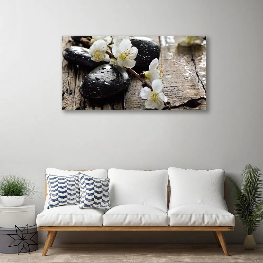 Obraz na plátně Květiny Kameny Zen 120x60 cm