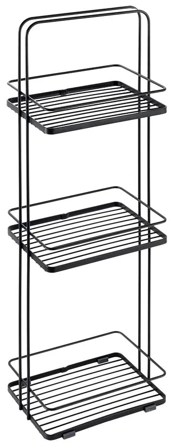 Matně černý ocelový koupelnový regál 22x73 cm Lava – Metaltex