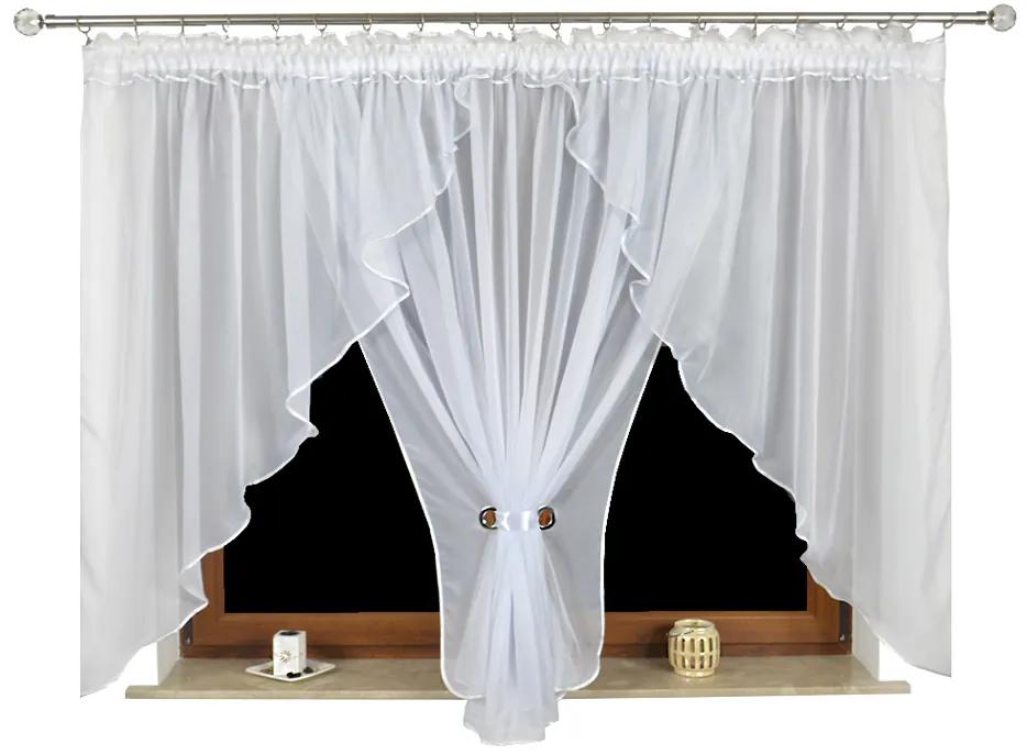 F.Tvoje  Hotová voálová záclona se dvěma úkosy Nora 150x400cm Barva: Bílá, Rozměr: 400x150cm
