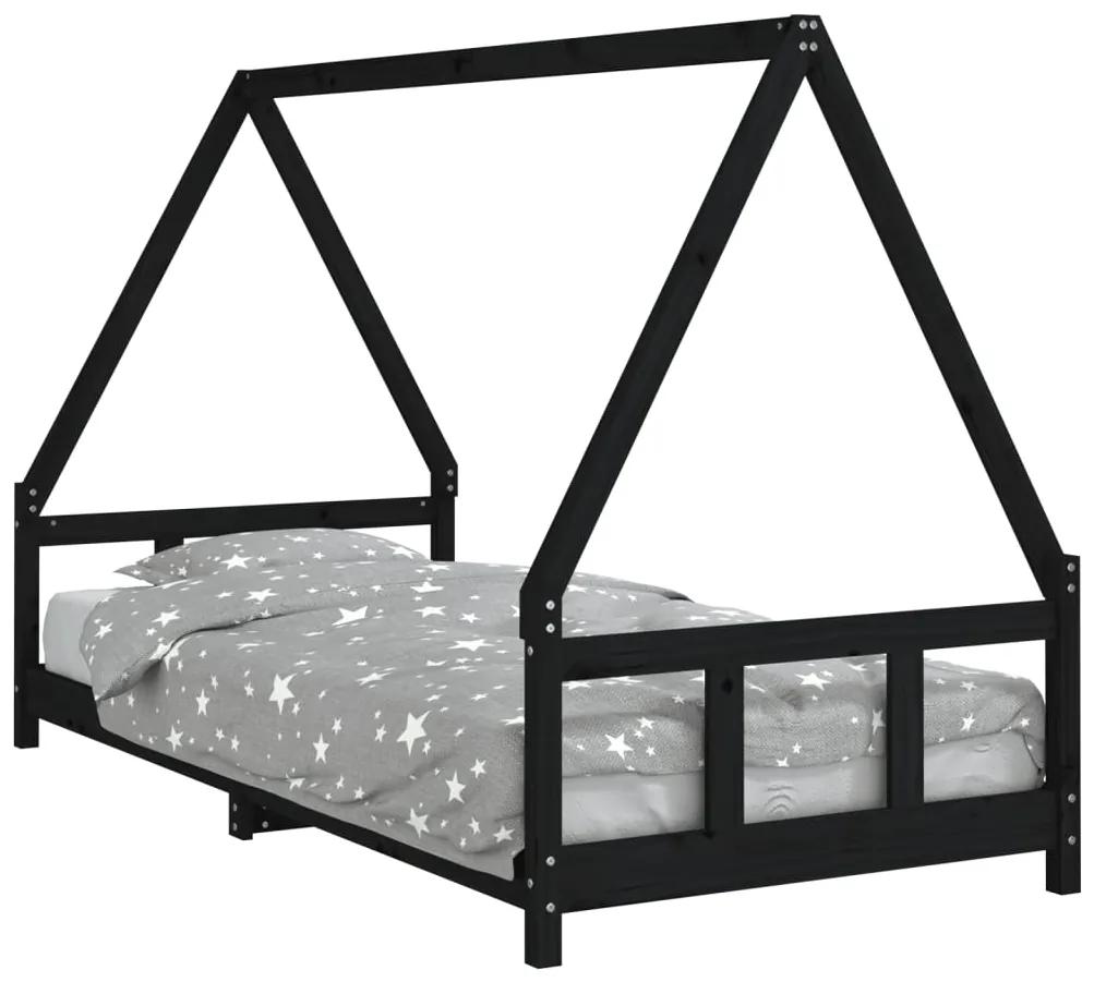 vidaXL Dětská postel černá 90 x 200 cm masivní borové dřevo