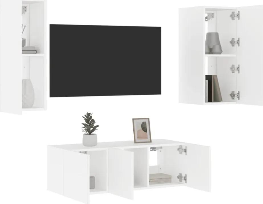 vidaXL 4dílná obývací stěna s LED osvětlením kompozitní dřevo [3216808] Barva: šedá sonoma