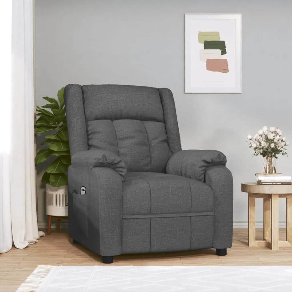 Elektrické polohovací křeslo tmavě šedé textil 3143568