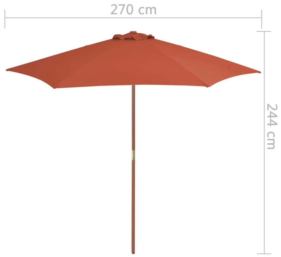 Zahradní slunečník s dřevěnou tyčí 270 cm terakotový - Default Title