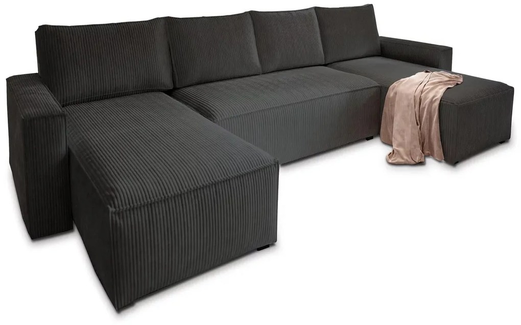 Černá sedací souprava do U SMART COSARO 295x140 cm